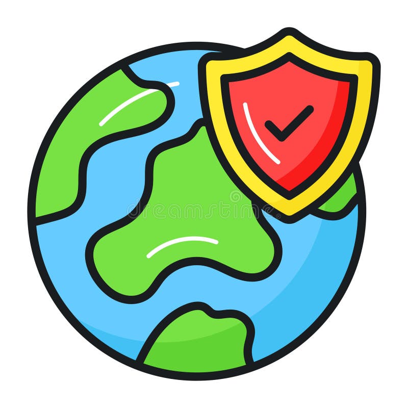 Security Shield with World Globe Denoting Concept Vector of Global ...