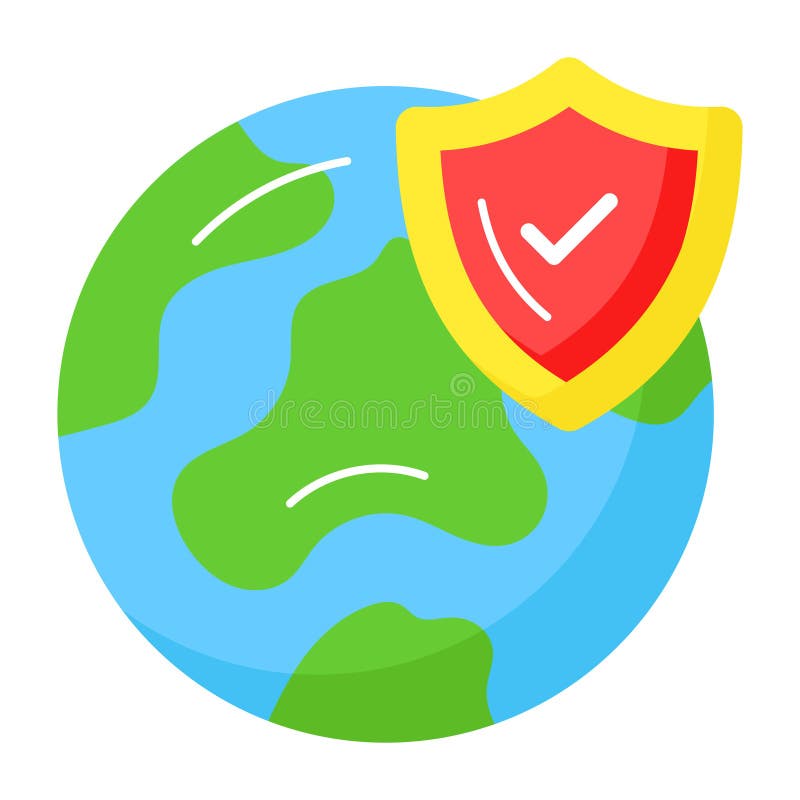 Security Shield with World Globe Denoting Concept Vector of Global ...
