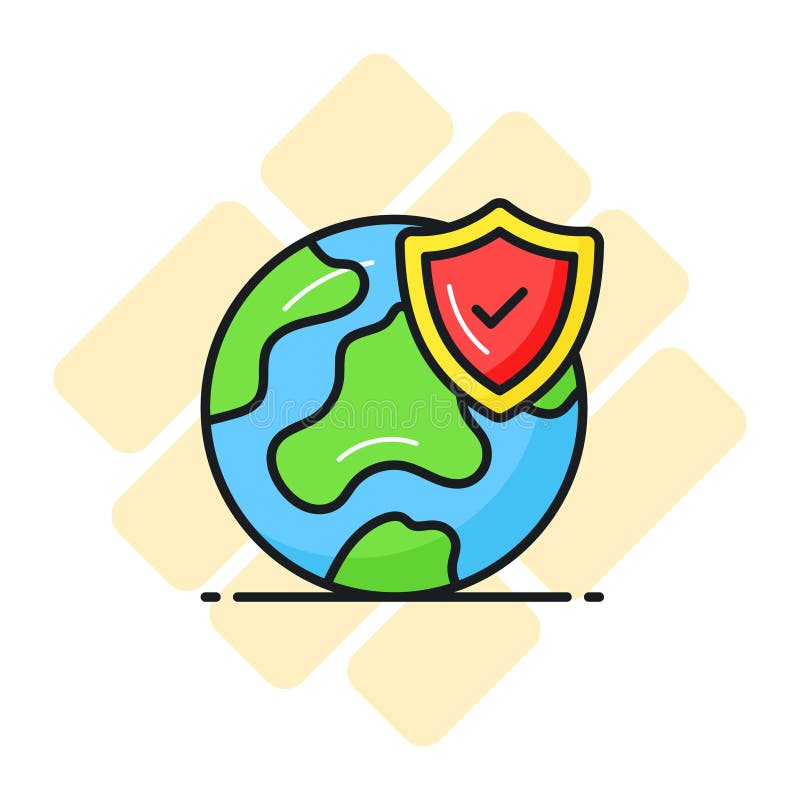 Security Shield with World Globe Denoting Concept Vector of Global ...