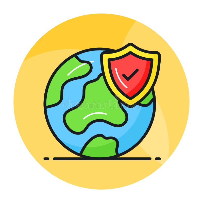 Security Shield with World Globe Denoting Concept Vector of Global ...