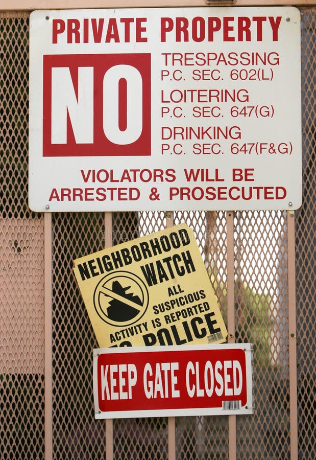 Security Signs stock photo. Image of safety, arrest, loitering - 9390750