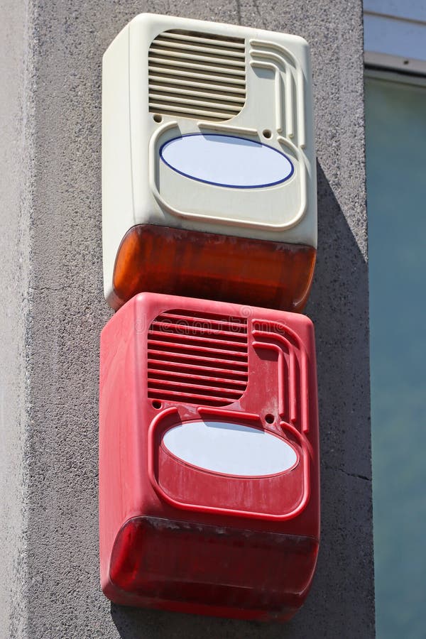 Security Sirens on the Wall of the Bank Stock Image - Image of view ...