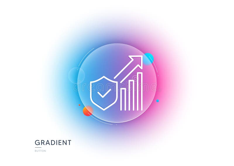 Security Statistics Line Icon. Cyber Defence Sign. Gradient Blur Button ...