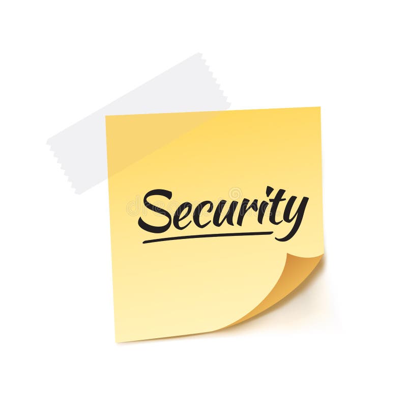 Security Stick Note Vector Illustration Stock Vector - Illustration of ...