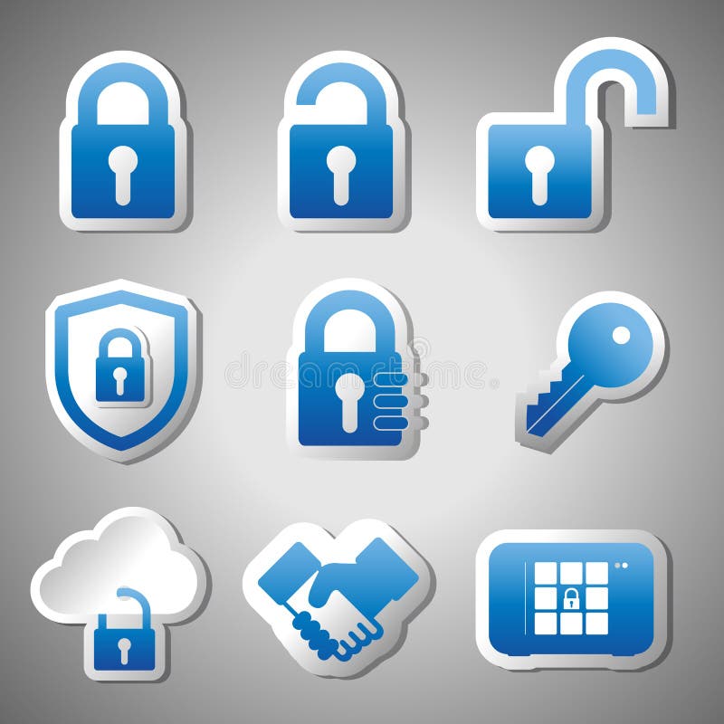 Security Sticker Set - Modern Vector Illustration - Isolated on Gray ...