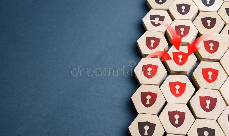 Security Strike at a Weak Place. Hacker Attack, Security Breach. Data ...