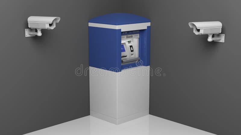 Security Surveillance Camera and ATM Stock Illustration - Illustration ...