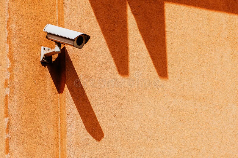 Security Surveillance Camera on Building Wall Stock Image - Image of ...