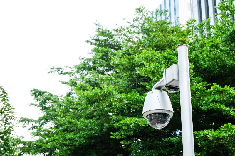 Security Surveillance Camera in Front of Office Building Walk Way ...