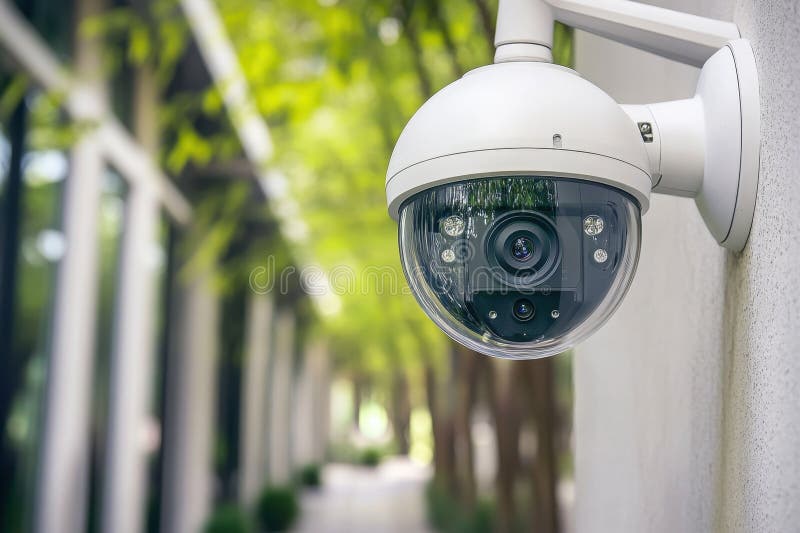 Security Surveillance Camera Installed in an Outdoor Walkway Surrounded ...