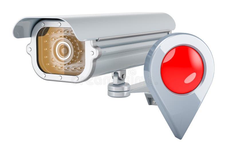 Security Surveillance Camera with Growth Bar Graph and Pie Chart, 3D ...