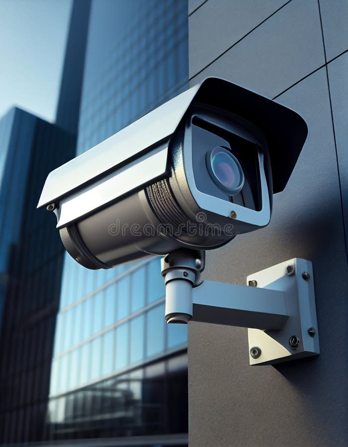 Security Surveillance Camera on Modern Building, Created with ...