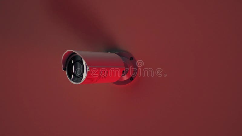 Security Surveillance Camera Moving Chasing Target, Alarm Red Light ...