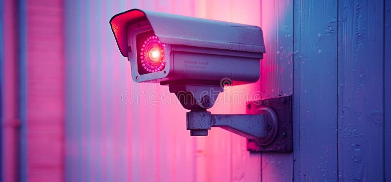 Security Surveillance Camera with Red Light in Urban Setting ...