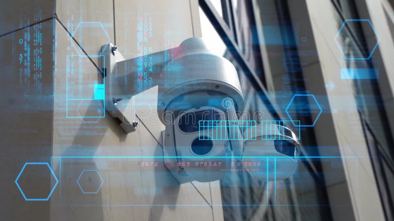 Security Surveillance Camera Moving Chasing Target, Alarm Red Light ...