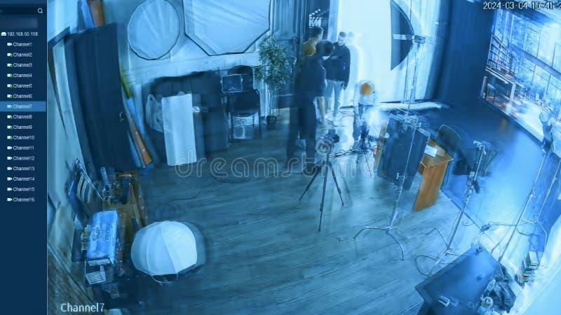 Security Surveillance Camera Setup in Studio Stock Footage - Video of ...