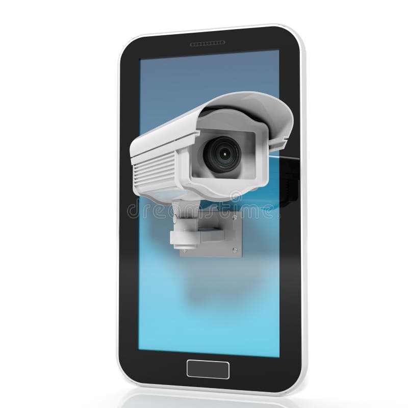 Security Surveillance Camera on Tablet Screen Stock Illustration ...