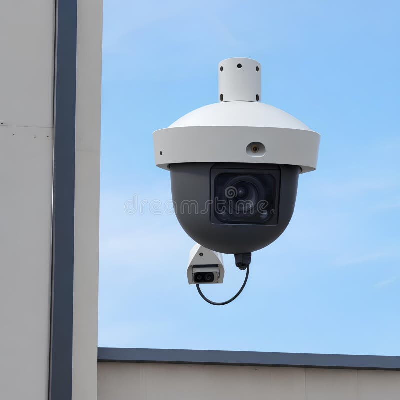 Security Surveillance Camera on a Wall, Modern Building. CCTV in City ...