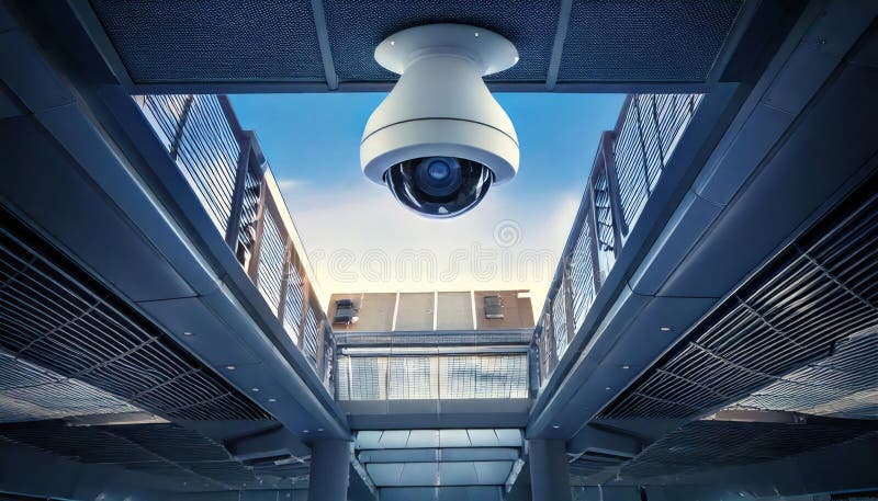 Security Surveillance with Close Up CCTV Camera on Office Building ...