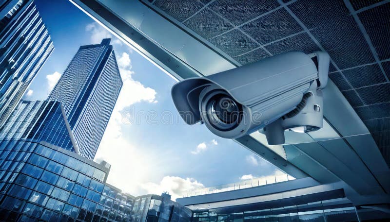Security Surveillance with Close Up CCTV Camera on Office Building ...