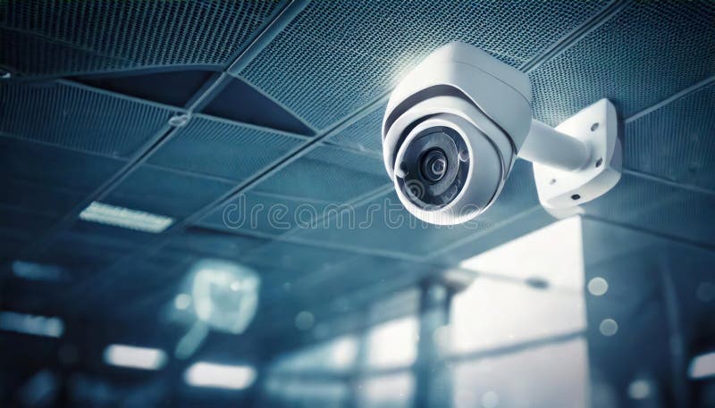 Security Surveillance with Close Up CCTV Camera on Office Building ...