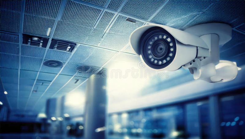 Security Surveillance with Close Up CCTV Camera on Office Building ...