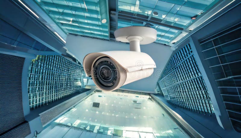 Security Surveillance with Close Up CCTV Camera on Office Building ...