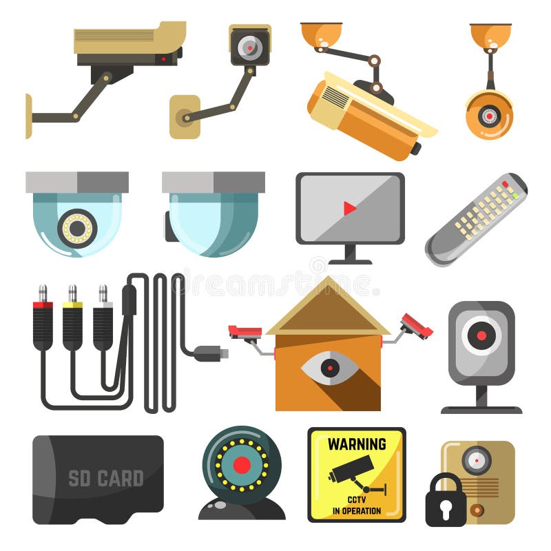 Security and Surveillance Elements Collection. Stock Vector ...