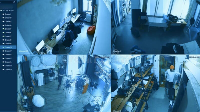 Security Surveillance Multi-Camera Setup in Office and Warehouse Stock ...