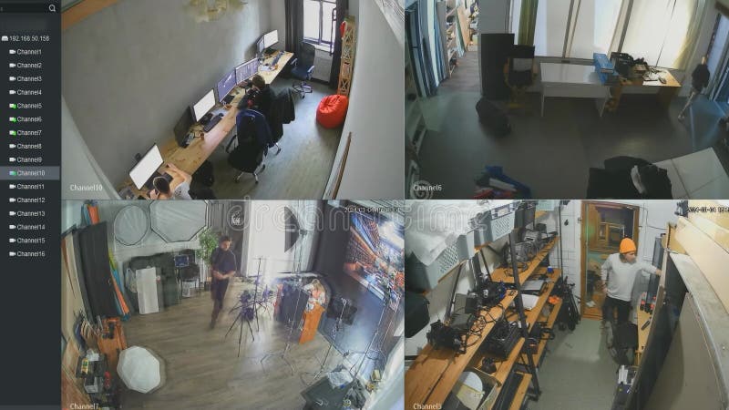Security Surveillance Multi-Camera Setup in Office and Warehouse Stock Video - Video of ...