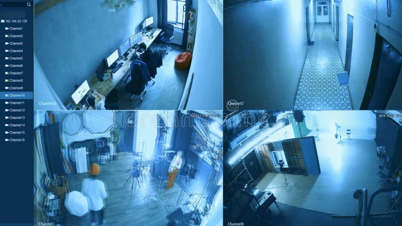 Security Surveillance Multi-Camera Setup in Office and Warehouse Stock ...