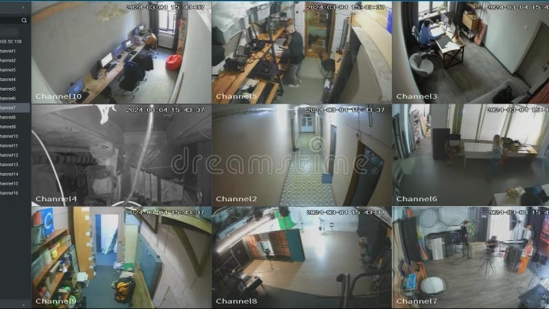Security Surveillance Multi-Camera Setup in Office and Warehouse Stock ...