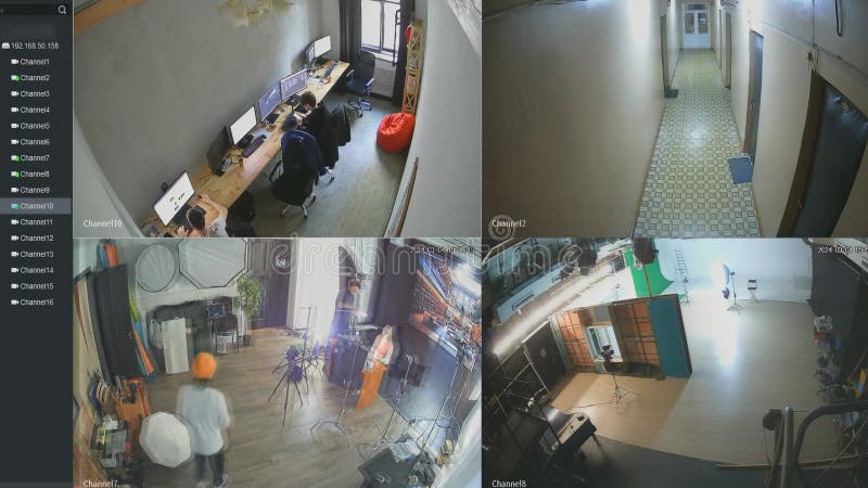 Security Surveillance Multi-Camera Setup in Office and Warehouse Stock ...