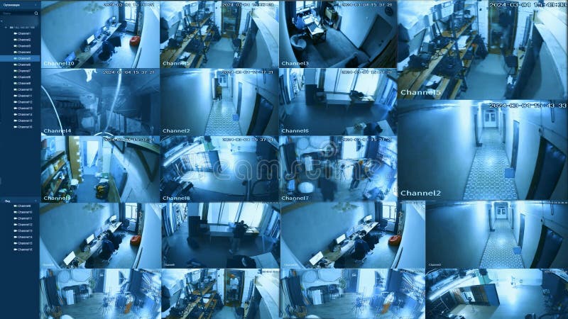 Security Surveillance Multi-Camera Setup in Office and Warehouse Stock ...
