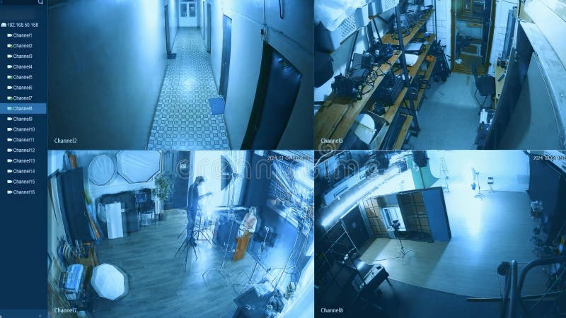 Security Surveillance Multi-Camera Setup in Office and Warehouse Stock ...