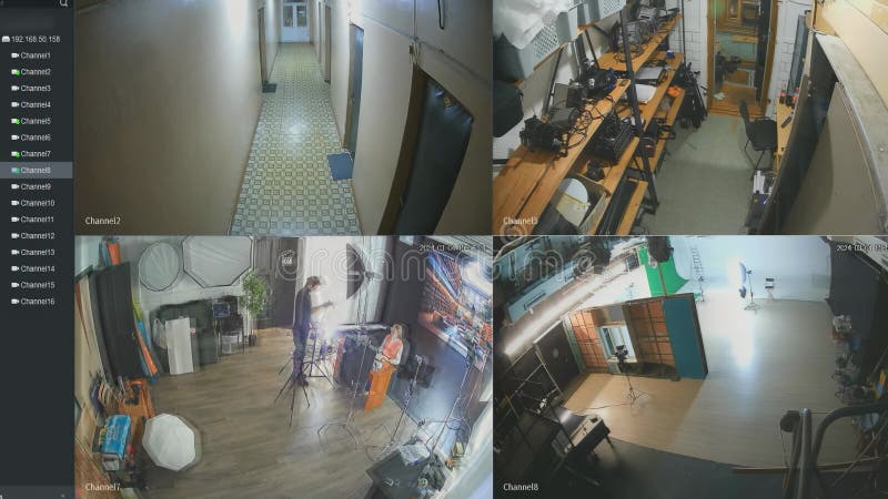 Security Surveillance Multi-Camera Setup in Office and Warehouse Stock ...