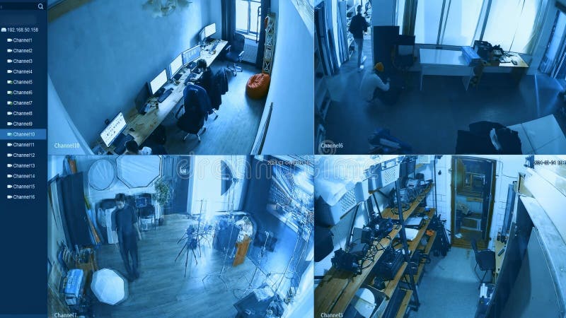 Security Surveillance Multi-Camera Setup in Office and Warehouse Stock ...