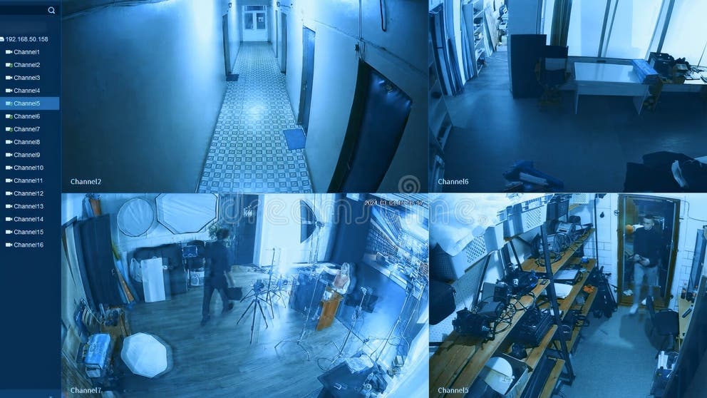 Security Surveillance Multi-Camera Setup in Office and Warehouse Stock ...