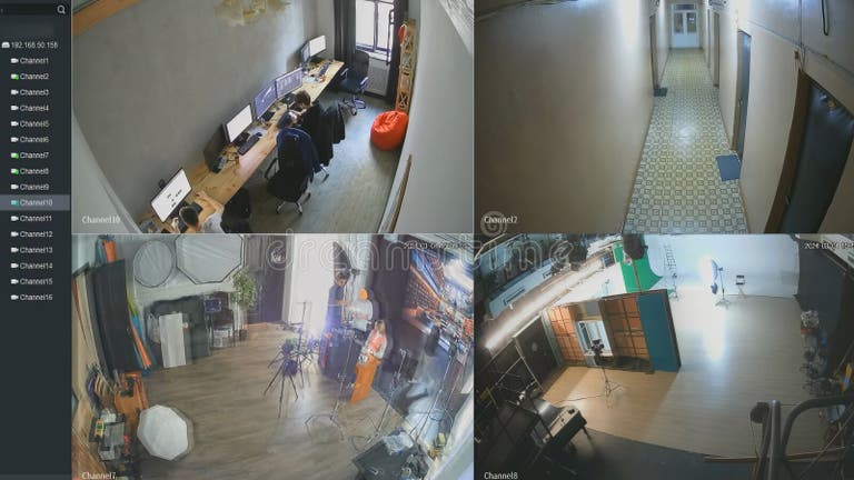 Security Surveillance Multi-Camera Setup in Office and Warehouse Stock ...