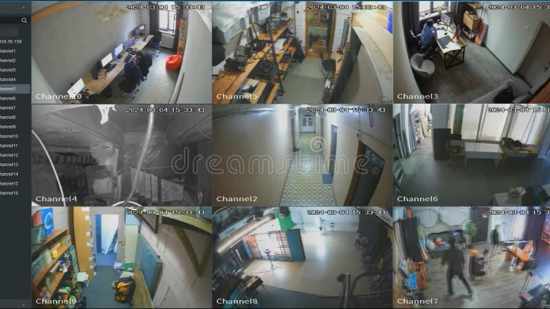 Security Surveillance Multi-Camera Setup in Office and Warehouse Stock ...