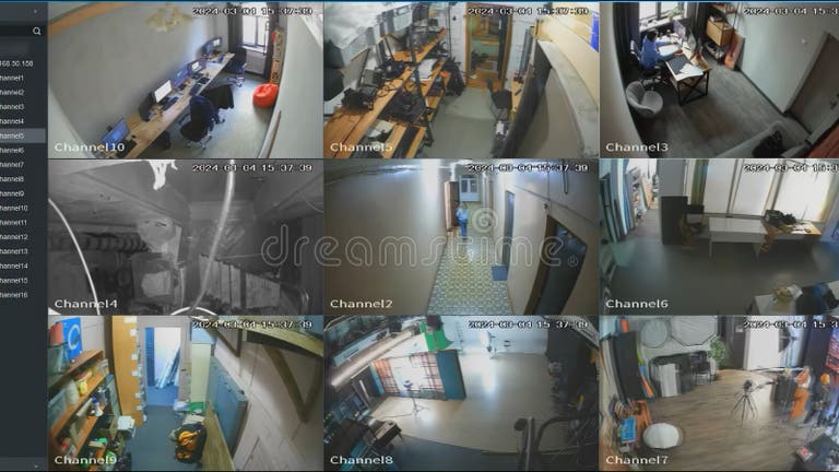 Security Surveillance Multi-Camera Setup in Office and Warehouse Stock ...
