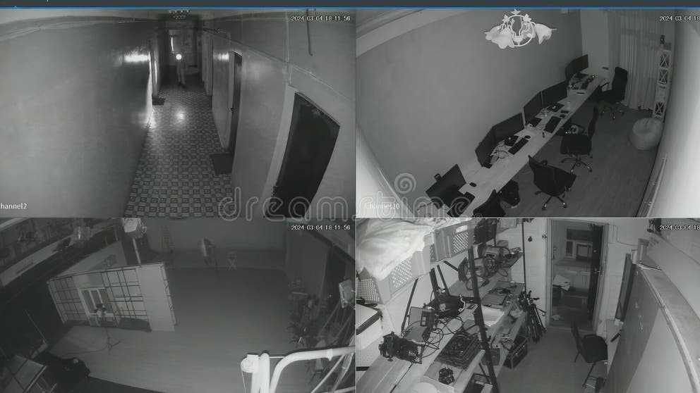 Security Surveillance Multi-Camera Setup in Office and Warehouse Stock ...