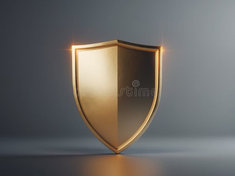 Security Symbol Featuring a Golden Shield To Represent Protective ...