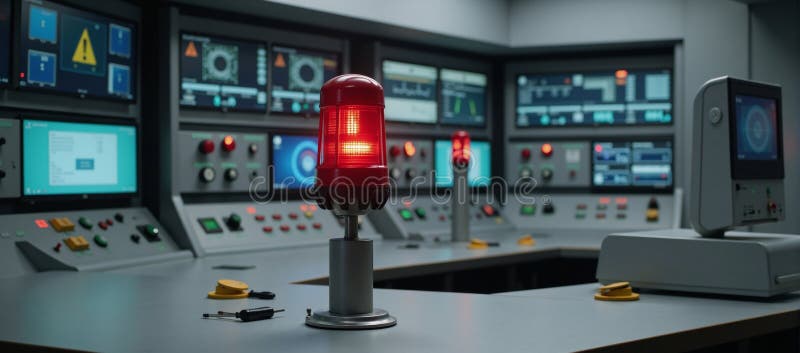 Security System Alert Flashing Siren Sounding within Control Room ...