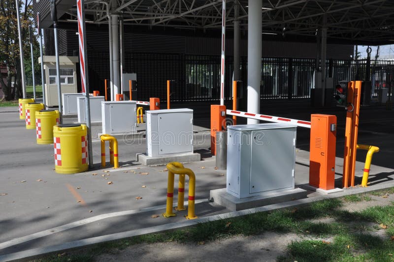 Security System for Building Access - Barrier Gate Stop with Toll Booth ...