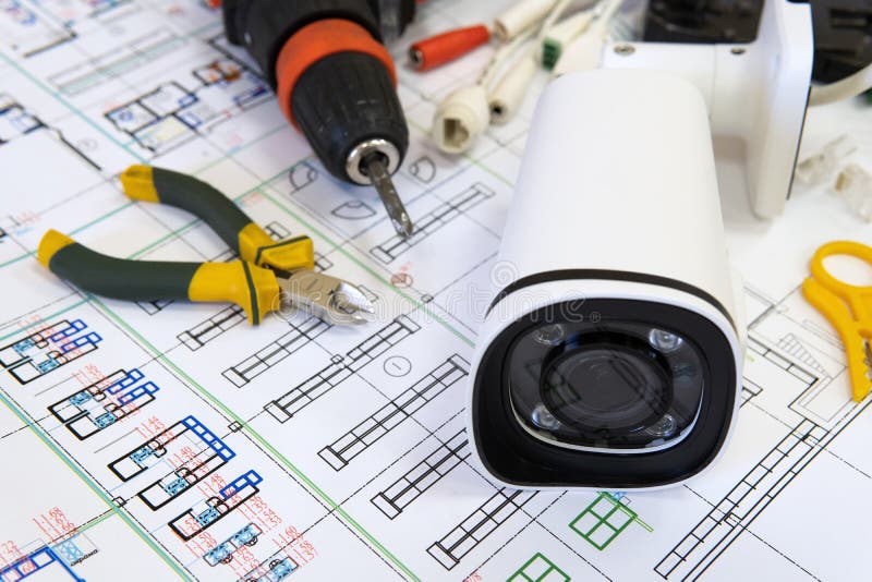 Security System with CCTV Cameras. Equipment for Video Surveillance ...