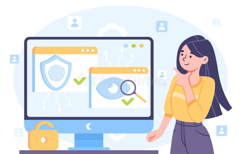 Security System at Computer Vector Concept Stock Vector - Illustration ...