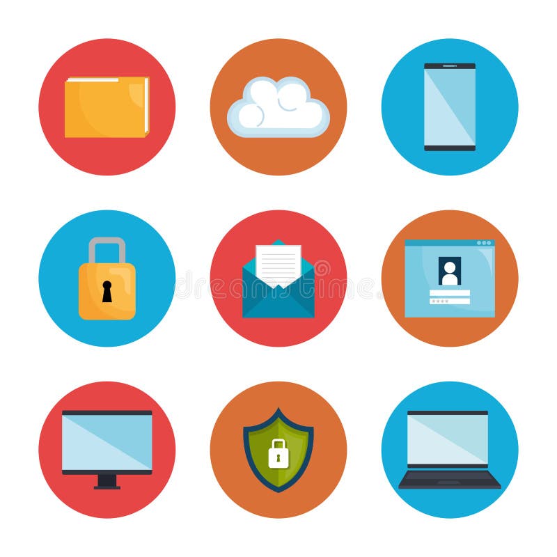 Security System Concept Icons Stock Vector - Illustration of digital ...