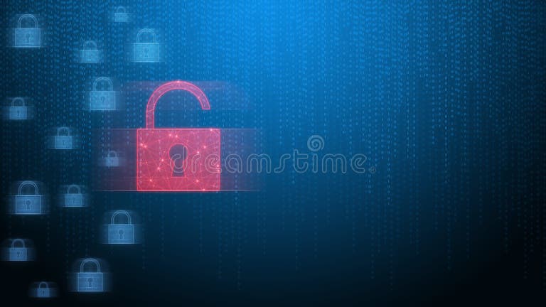 Security System Hacked Alert with Red Broken Padlock Icon Showing ...