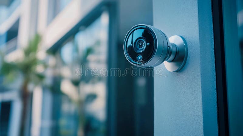 Security System Indoors in a Smart Home with Light Living Room Interior ...